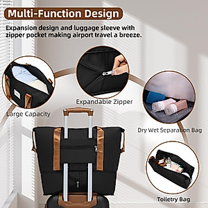 LARVENDER Luggage Sets 5 Piece Hard Shell Expandable Suitcase Set with Double Spinner Wheels TSA Lock (Black Brown, 5 Piece Set)