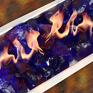 Mr. Fireglass Recycled Fire Glass for Natural or Propane Fire Pit Fireplace Gas Log Sets, 10 Pounds, Cobalt Blue