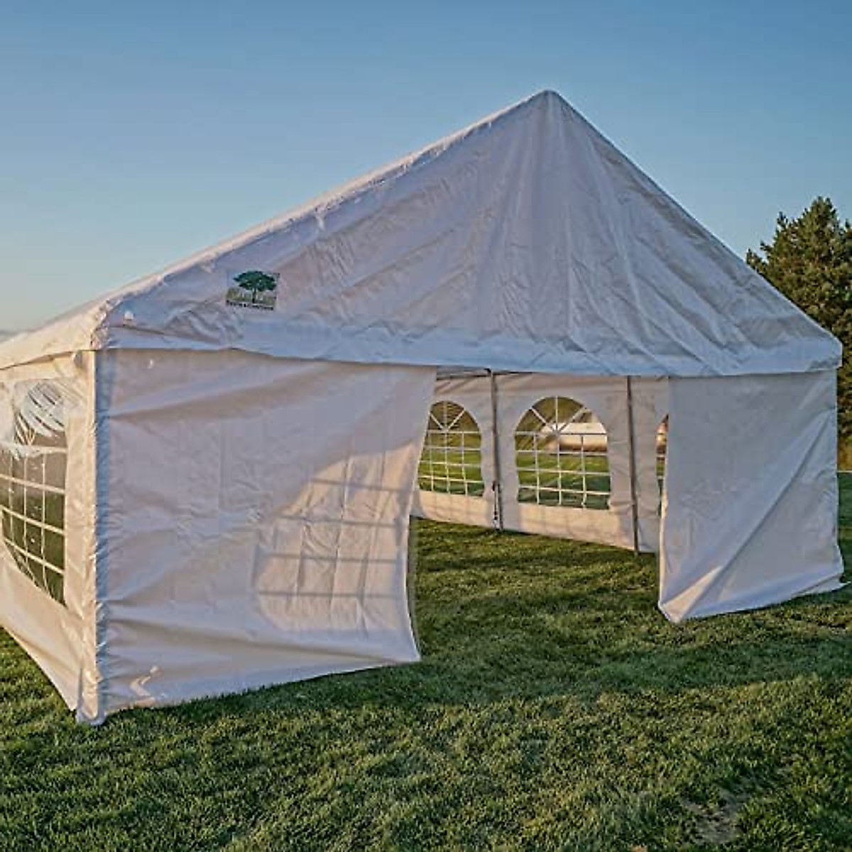 Shade Tree 30 x 20 Foot Heavy Duty Party, Event, Wedding, Carport, Canopy Shelter Tent with Windowed Sidewalls and Zippered Doorway End Walls, White