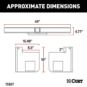 CURT 15927 Class 5 Weld-On Hitch, 2-Inch Receiver, Up to 16,000 lbs, 44-in Frames, 9" Drop , Black