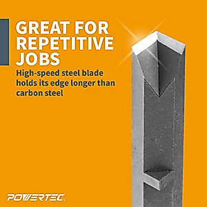 POWERTEC 71036 Squaring Chisel w/Premium Grade HSS Blade | Hinge Recess Corner Wood Chiseling Tool