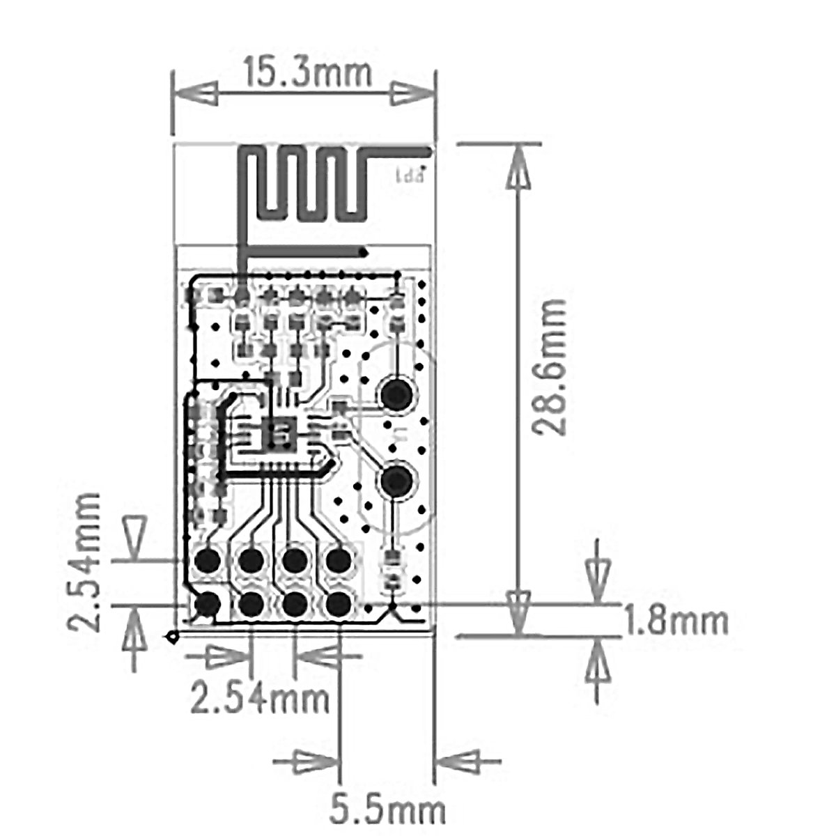 2.4 GHz Wireless RF Transceiver Module, DIP-8, 5mW, 7dBm, 150~240 m, PCB Antenna, Compatible with nRF24L01+, Pack of 4