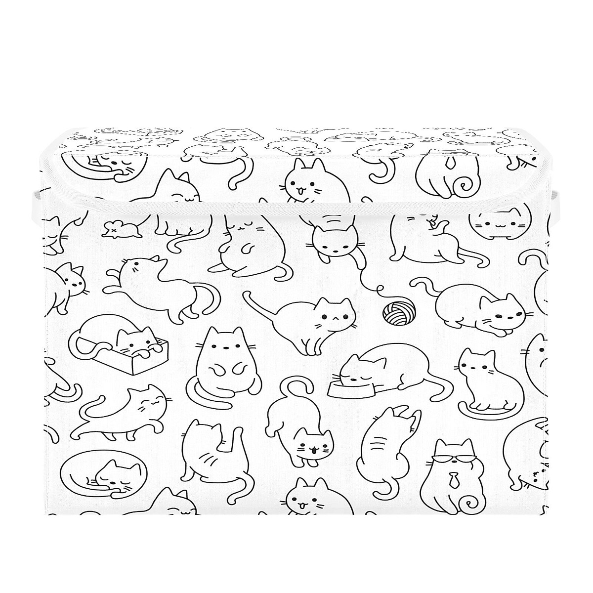 SDMKA Cute Cartoon Cat Storage Bins with Lids Foldable Storage Cube Boxes Fabric Storage Organizer Basket for Home, Bedroom, Office, Closet (16.5x12.6x11.8)