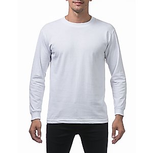 Pro Club Men's Comfort Cotton Long Sleeve T-Shirt, Snow White, Medium