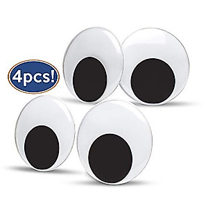 Bastex 3 inch Giant Googly Wiggle Eyes - 4 Pack. Includes Self Adhesive on Backs. Big Wiggly Eyes for Decorations, Arts & Crafts,