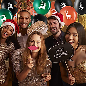 Elk Buck Deer Party Balloons Set, Includes 48 Pieces Woodland Latex Deer Balloon and 2 Rolls Black Band for Deer Party Favor Supplies Decoration Lumberjack Camo