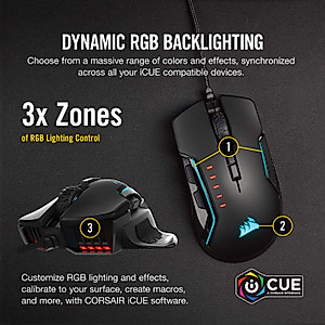 Corsair Glaive PRO - RGB Gaming Mouse - Comfortable & Ergonomic - Interchangeable Grips - 18,000 DPI Optical Sensor - Black