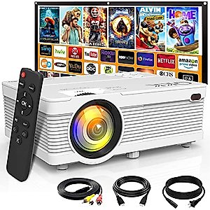 Mini Projector, Latest Upgraded Home Projector Full HD 1080P and 200" Display Supported, Compatible W/TV Stick, Smartphone, HDMI, AV, SD