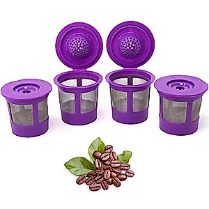 Reusable K Cups Coffee Filter Pod for Keurig 1.0 & 2.0 Machines - K-Cup Refillable Fits K-Duo, K-Classic, K-Elite, K-Select, K-Cafe - 4 Pack Replacement - Universal Fit Most Keurig Brewers