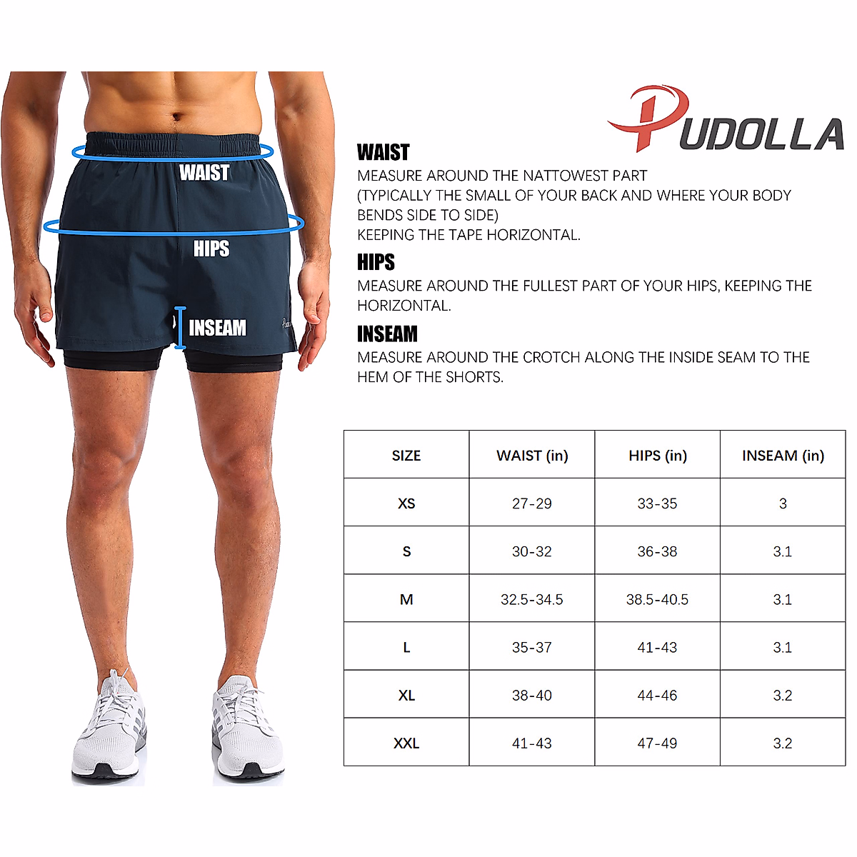 Pudolla Men’s Running Shorts 3 Inch Quick Dry Gym Athletic Workout Shorts for Men with Zipper Pockets(Black Green Large)