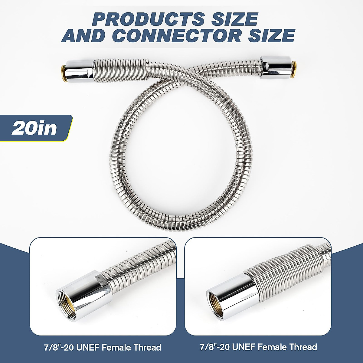20" Commercial Sink Sprayer Hose,Stainless Steel Flexible Sink Hose for Commercial Kitchen Sink Faucets,No Deformation Pre-rinse Sprayer Hose