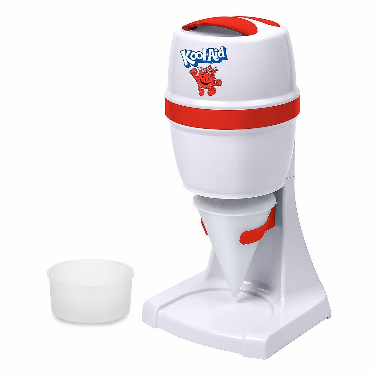 Nostalgia Kool-Aid Shave Ice & Snow Cone Maker, Includes Reusable Cup and Two Ice Molds, Stainless Steel Blades, Makes Margaritas, Frozen Cocktails, Slushies, Red