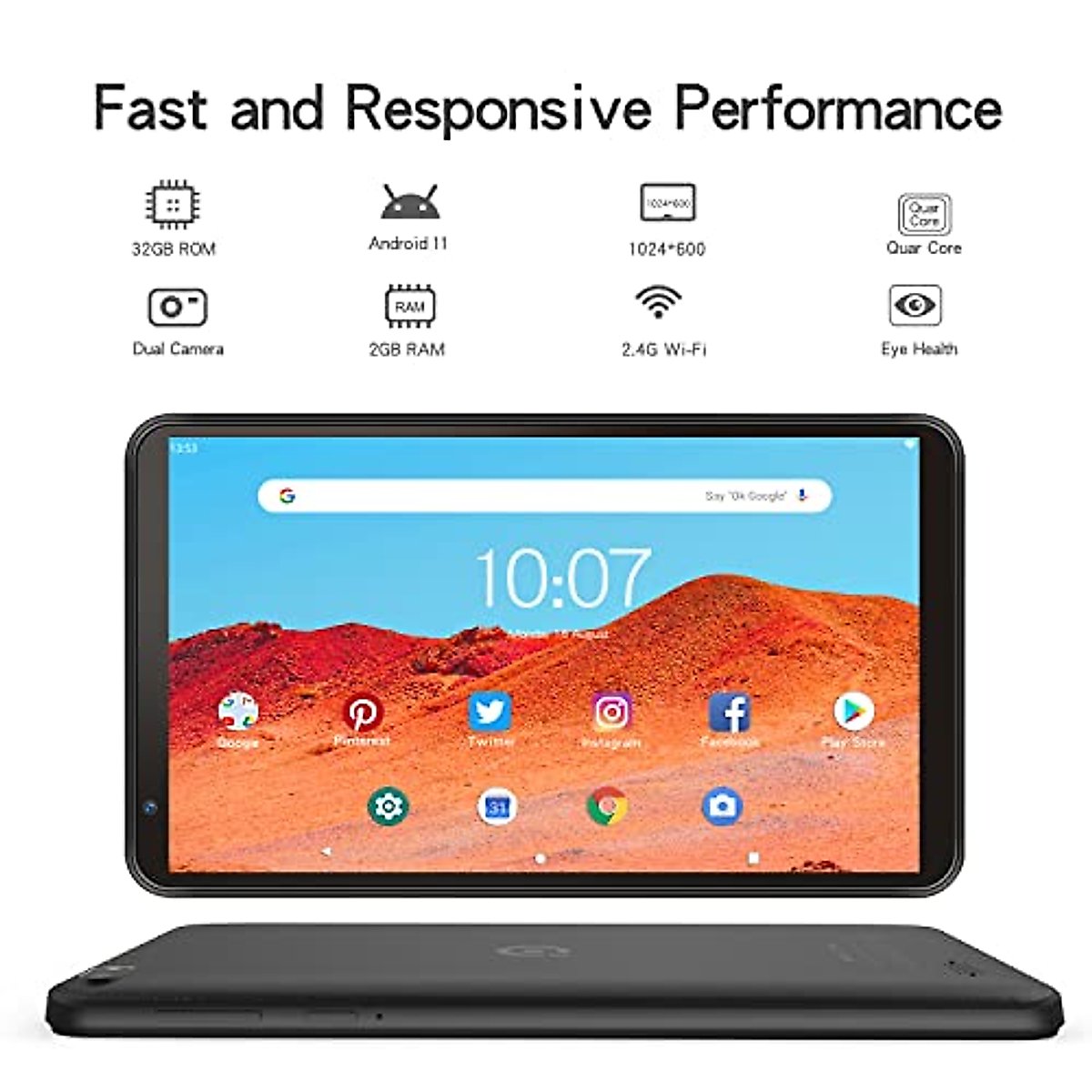PRITOM 7 inch Tablet 32 GB -Android 11 Tablet PC with Quad Core Processor, HD IPS Display, Dual Camera, WiFi, Bluetooth, Tablet with Case, 2022
