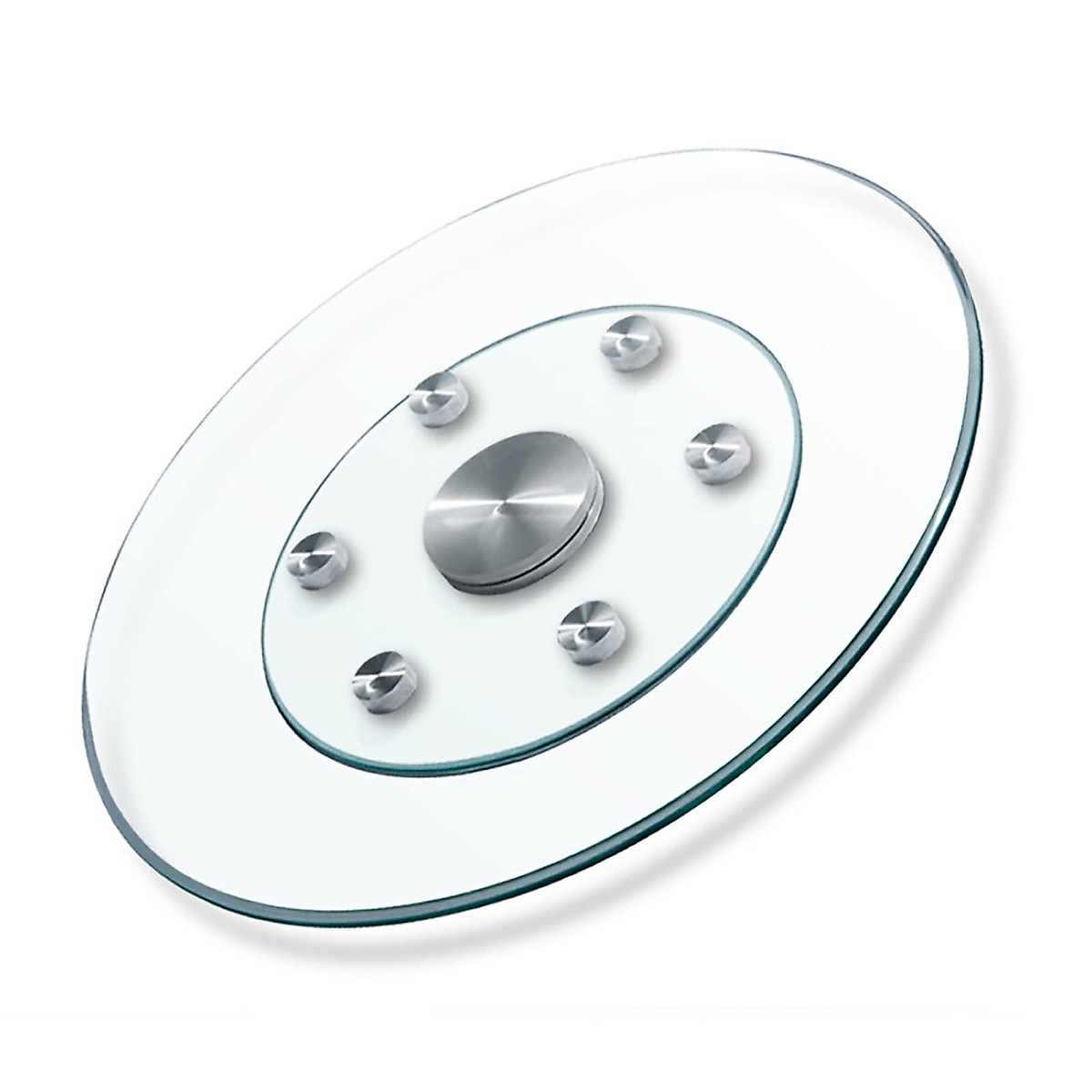 Glass Lazy Susan Turntable, Transparent Tempered Glass Round Turntable, Large Tabletop Rotating Serving Tray for Dining Table 70cm