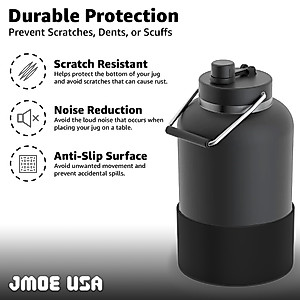Jmoe USA Boot for RTIC Jug | Protects Against Dents & Scratches | Silicone Sleeve Protector for Bottom of Jug | Covers The Bottom of The Jug | Made of Durable BPA Free Silicone (Black, One-Gallon)