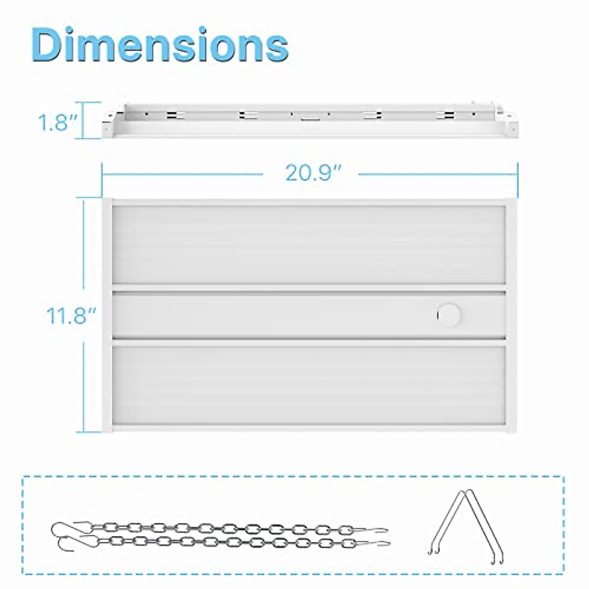 HYPERLITE 4 Pack 1.7ft High Bay Light 210W 28350LM, Linear High Bay Lights 1-10V Dimmer, US Plug 5000K High Bay Shop Light (Large Area Illumination) for Warehouse Garages, Workshop