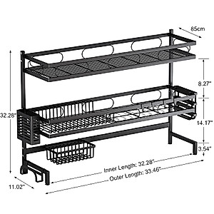 BeCeLe Dish Rack,3 Tier Dish Drying Drainer Rack,Ideal for Kitchen Organizer with One Over The Sink Drainer,Cutboard Stand,Utensils Holder,Gift for Housewarming,Christmas,Thanksgiving