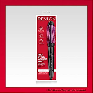 Revlon Silicone Bristle Heated Hair Styling Brush, Black, 1 inch barrel
