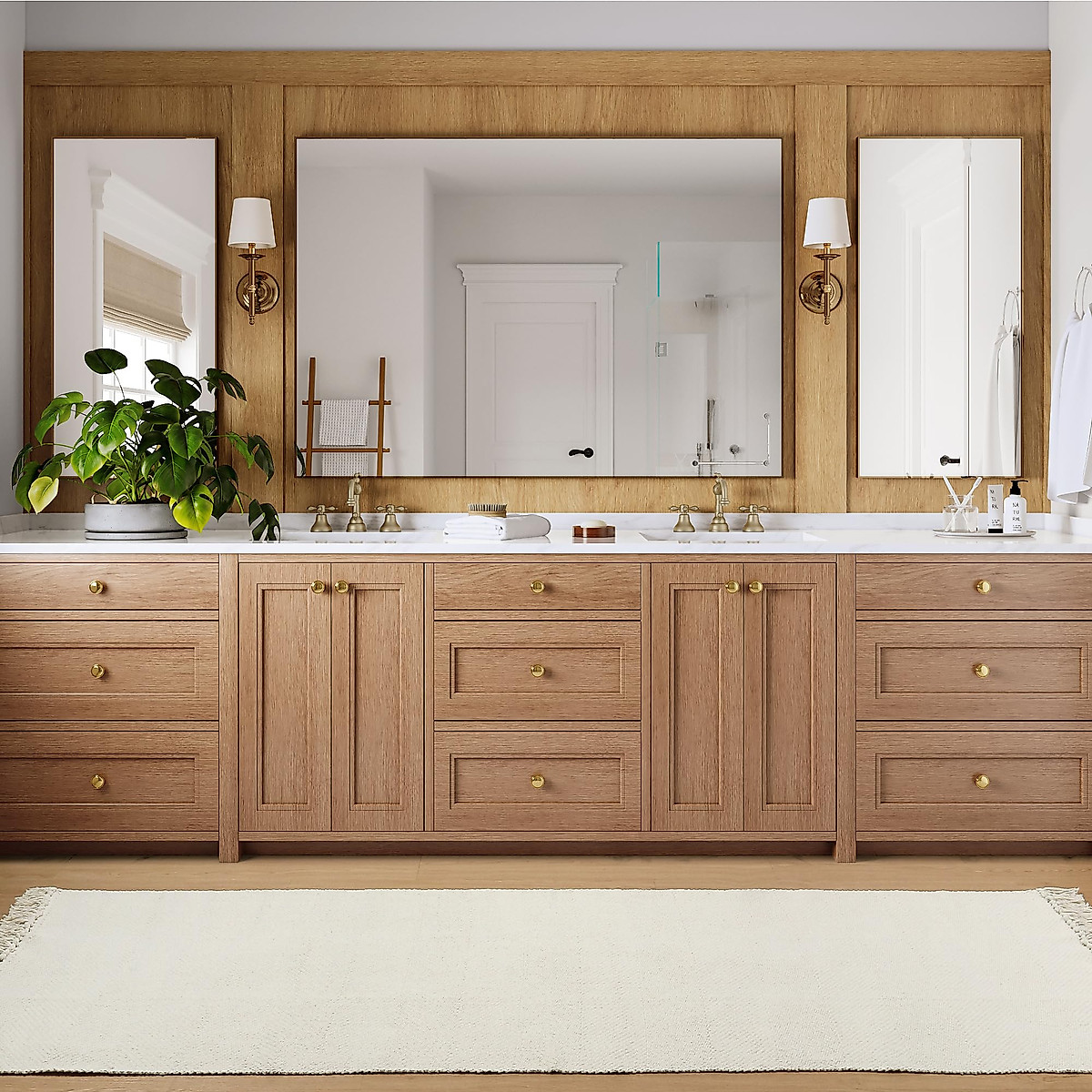 Collive Long Hallway Runner Rug 2.6' x 8', Washable Runner Indoor Entryway Rug, White/Beige Braided Woven Kitchen Runner Rugs Low-Profile Front Door Floor Carpet for Laundry Room Bedroom Doorway