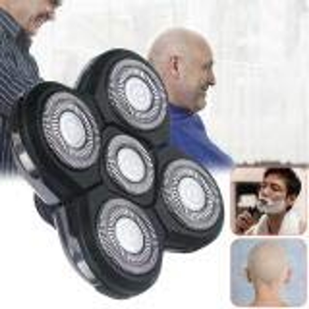 Shaver Blade Heads for 5 Heads Razor Blade Heads, Electric Razor Head Replacement Blades Beard Cutter Easy Install for Head and Face (Black)