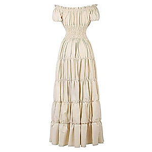 Renaissance Dress Women Renaissance Faire Costume Women Fairy Plus Size Ren Faire Dress Womens Pirate Costume Beige S