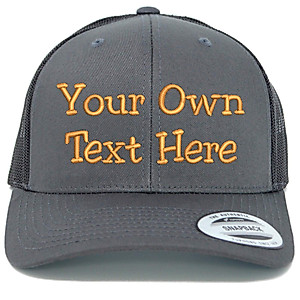 Yupoong YP Classics™ Embroidered Custom Hat Trucker Baseball Cap Snapback Adjustable Men Women Mesh Dad Cap Hat (Charcoal Black)