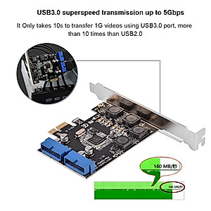 Tosuny PCIE to USB 3.0 2Port Express Card, Low Profile PCIExpress to Internal 2 Port 19Pin Header USB 3.0 Card Adapter