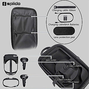 Spiido [2023 Upgrade] Hard Travel Case for Oculus Quest 2 /Oculus Quest VR Gaming Headset and Controllers Accessories Waterproof Shockproof Carrying Case (Gray)
