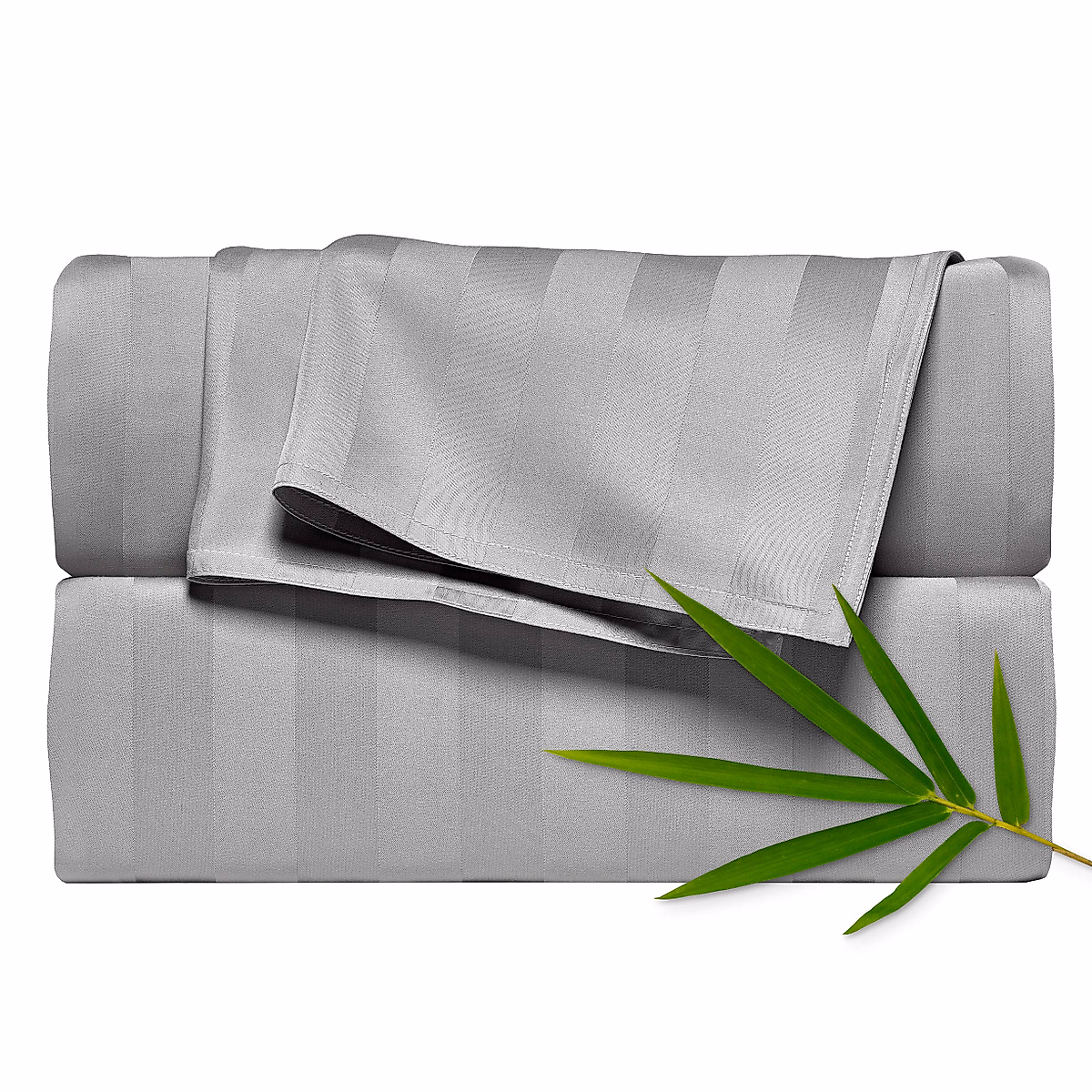 King Sheets by Pure Bamboo, Genuine 100% Organic Viscose Derived from Bamboo Bed Sheet Set, Luxuriously Soft & Cooling, Double Stitching, Lifetime Quality Promise (King, Jacquard Silver)