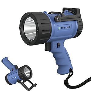 Taller Rechargeable Spotlight with 200000 Lumens, 10000mAh Bright Hand Held Work Lights Flashlight Warning Lamp, IPX7 Waterproof Lightweight LED Spotlight Searchlight for Boat Camping Hunting - Blue