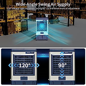 KEGIAN 8979CFM Evaporative Air Coolers, Swamp Cooler with Continuous Auto Fill, 120° Oscillating, 3-Speed Mode, Air Cooler, Portable Cooler Fan for Indooor Outdoor Patio Garage Commercial Use 58''
