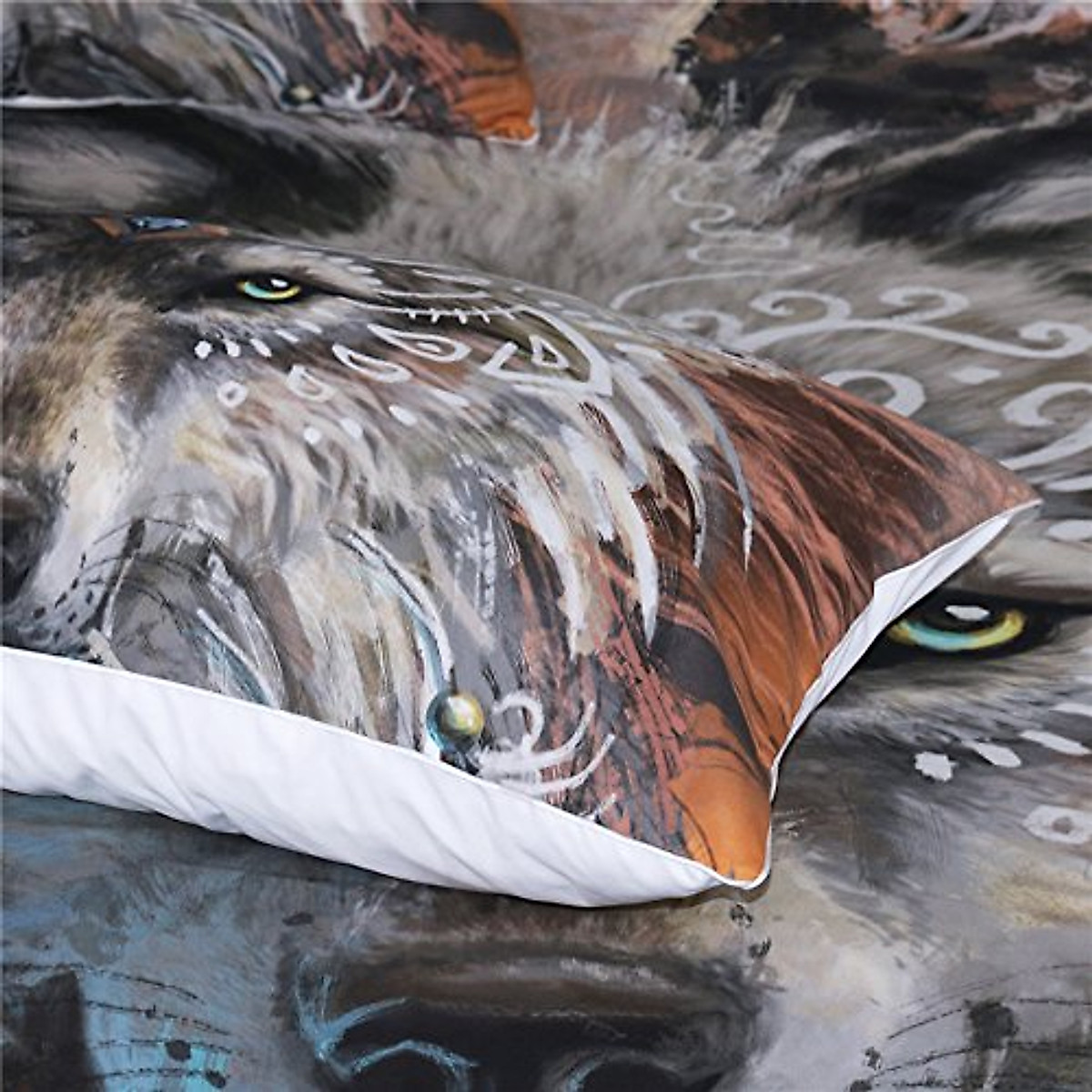 Wolf Warrior by SunimaArt,3PC Bedding Sheet Duvet Cover Set .Included:1*Duvet Cover,2*Pillowcase(no Comforter Inside) ((Queen))