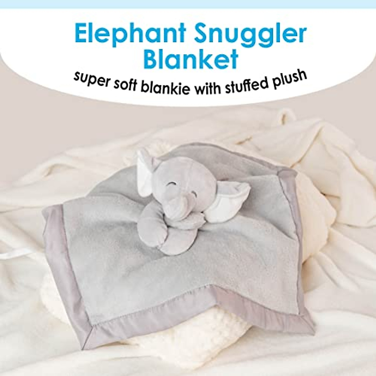 KIDS PREFERRED Carter's Elephant Plush Stuffed Animal Snuggler Lovey Security Blanket - Gray