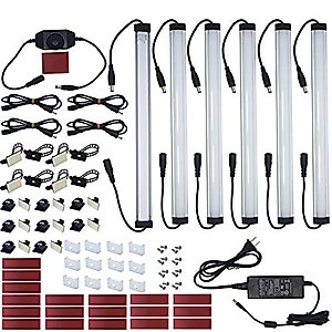 Under Cabinet LED Lighting Kit Plug in or Hardwired, 6 pcs 12 Inches Light Strips, 2000 Lumen, Super Bright, for Kitchen Counter, Closet, Shelf Lights, 31W, Warm White (6 Bars)
