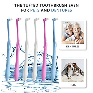 LOVEWEE End-Tuft Tapered Trim Toothbrush, 6 PCS Tufted Toothbrush Interspace Brush Wisdom Gap Toothbrush for Orthodontic Braces Bridges Line and Detail Cleaning