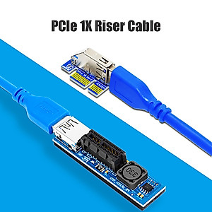 GLOTRENDS UEX101 600mm PCIe 3.0 X1 Riser Cable for PCIe WiFi Card, M.2 PCIe Card, Firewire Card, USB PCIe Card, Sound Card, etc