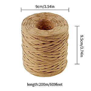 Creatrill 218 Yards Raffia Paper Craft Ribbon Packing Paper Twine, 1/4 Inch by 218 Yards (Kraft)
