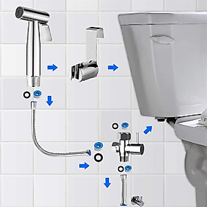 RTYUIE Hand-held Toilet Bidet Sprinkler Stainless Steel Hand-held Bidet Faucet Bathroom Hand-held Sprinkler Shower Sprinkler Self-Cleaning Accessories for Easy Installation and Smooth Water Flow
