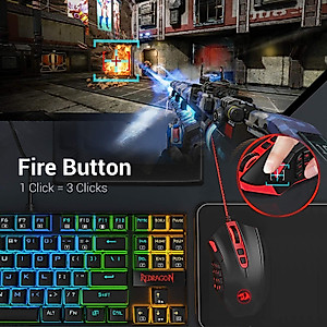 Redragon M901-1 Perdition MMO Gaming Mouse, LED RGB Backlight, 24000 DPI, 18 Programmable Buttons, Ergonomic Design, Wired USB Connection, Black