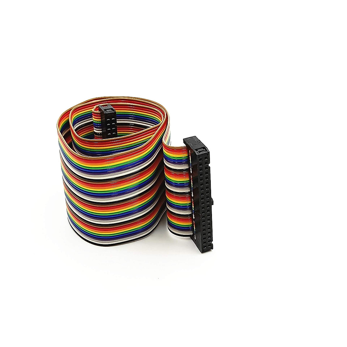 BUUSHI 2.54mm Pitch 40 Pin 40 Way F/F Connector IDC Flat Rainbow Ribbon Cable 1.7ft