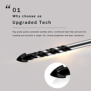 JOHOUSE 12PCS Masonry Drill Bits Set & Concrete Drill Bit, Professional Masonry Bit Tile Drill Bits Set Cement Drill Bit, 4mm to 12mm