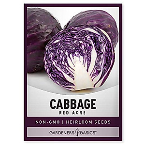 Cabbage Seeds for Planting - Red Acre Heirloom, Non-GMO Vegetable Variety- 1 Gram Seeds Great for Summer, Spring, Fall and Winter Gardens by Gardeners Basics