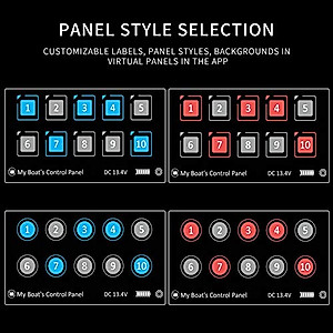 Control Switch Panel, 10P Membrane Control Switch Panel Bluetooth APP Control with Backlight Module LED Touch Built?in PPTC for RV Boat