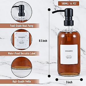 Coffee Syrup Dispenser for Coffee Station | Glass Syrup Dispenser for Coffee Bar | Includes 2 Glass Syrup Bottle, Pumps and Labels, 16.9 oz 500 ml.