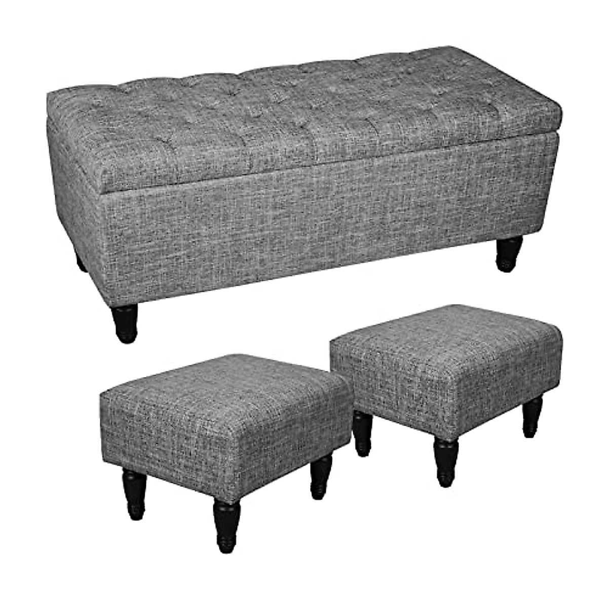 Storage Ottoman Bench, End of Bed Bench for Bedroom, Button Tufted Bench with Storage for Entryway, Living Room, Hallway, Large Storage Bench Foot Rest (Dark Grey)