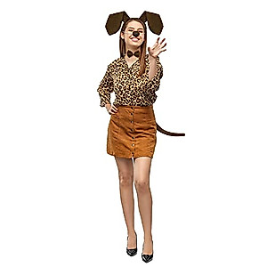 12 Pcs Puppy Dog Costume Set Dog Fancy Dress Costume Includes Dog Ears Headband Bowtie Dog Fake Nose Dog Tail Animal Costume Accessories for Women Adult Kids Halloween Party Cosplay Decorations