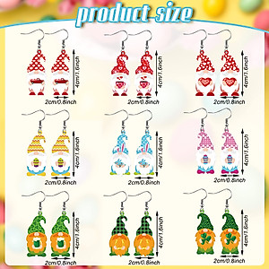 Glenmal 9 Pairs Fall Gnome Earrings for Women Thanksgiving Halloween Jewelry Gift Holiday Women's Acrylic Drop and Dangle Earrings(Mixed Style)