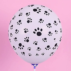 DelightBox Paw Prints-A-Round Biodegradable Latex Balloons, White with Black paw prints All-Around, 11-Inch (12-Units)