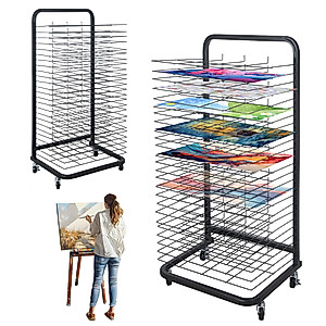 LIAQICHA 25 Removable Shelves, Art Drying Rack for Classroom,Art Storage Rack,Drying Rack Art,Art Canvas Storage,Art Rack,Painting Drying Rack,Mobile, Sturdy Metal,Sizes 32.22 x 14.6 x 17.3 inch