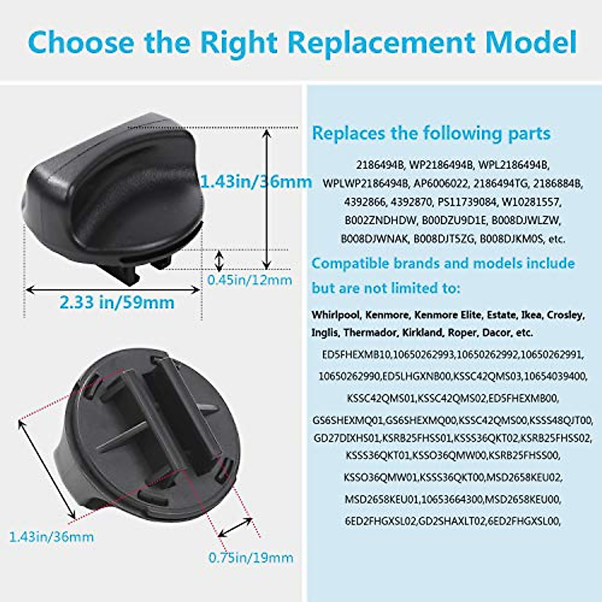 Reyhoar 2186494B Refrigerator Water Filter Cap Replacement Part - Compatible with Whirlpool & Kenmore & Kitchenaid Refrigerators - Replaces WP2186494B, 2186884B, 2186494TG, 4392866, 4392870